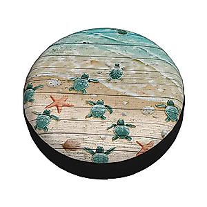 Sea Turtle Starfish Spare Tire Cover Wheel Protectors Cover Weatherproof Sun Protection Tyre Covers,14" 15" 16" 17"