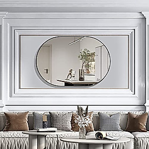 CASSILANDO Oval Mirror, 20"×30" Oval Bathroom Mirror, Metal Frame Mirror, Hang Horizontally or Vertically Unique Wall Mounted Mirror, Black Vanity Mirror for Living Room, Bathroom, Bedroom, Entryway