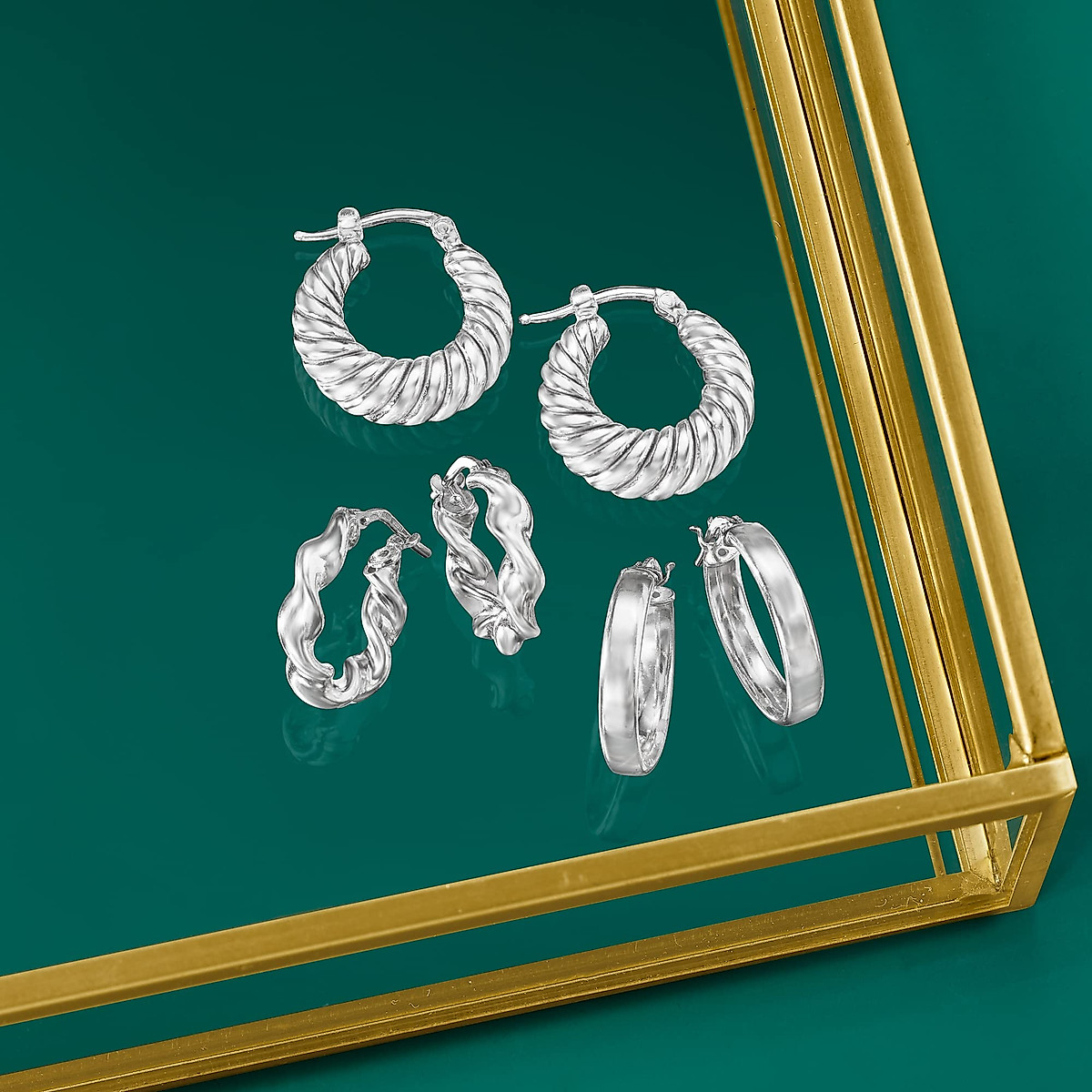 Ross-Simons Italian Sterling Silver Jewelry Set: 3 Pairs Of Hoop Earrings