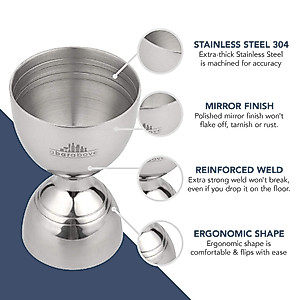 A Bar Above Bundle: 1oz/2oz Stainless Steel Bell Jigger and Stainless Steel Hawthorn Cocktail Strainer