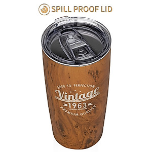 NUI LIVING Vintage 1963 60th Birthday Christmas Gifts for Women Men Insulated Stainless Steel Tumbler - 60 Year Old Presents 20 oz Best Christmas Gift for Mom Dad Wife Husband Aunt Grandma 60th Party