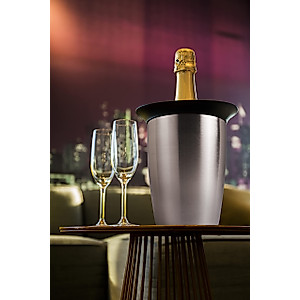 Vacu Vin Active Cooler Champagne Elegant - Reusable Champagne Bottle Cooler - Stainless Steel - Prosecco Cooler Sleeve For Standard Size Bottles - Insulated Prosecco Bottle Chiller