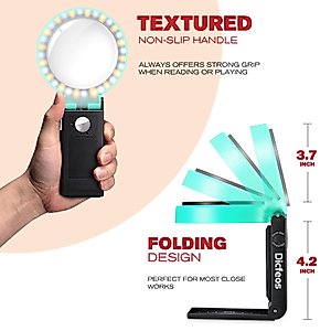 Dicfeos 30X 40X Magnifying Glass with Light and Stand, Non-Rechargeable, Folding Design 32 LED Illuminated Magnifying Glass for Close Work, Powered by Battery or USB(Green)