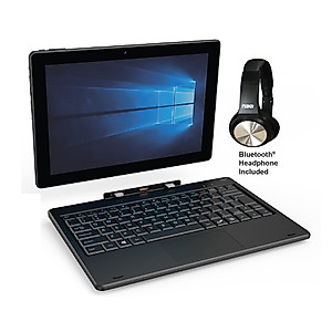 Naxa NID-1080 2-in-1 Detachable Core Windows 11 Tablet with 10.1″ IPS Screen and Headphones Combo, 2.8Ghz Dual Core Processor, 4GB Ram, 64GB Storage, 2MP Front & Rear Cameras, Speaker, and Mic, Black