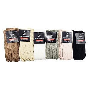 Arm Warmers, 6 Pairs for Women, Cable Knit Warm Winter Sleeve Fingerless Gloves, Premium (Assorted A)