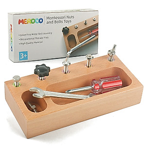 MEROCO Montessori Screwdriver Board Set for Kids, Montessori Toys for 2 3 4 5 Year Old, Wooden Educational Learning Sensory Nuts and Bolts Toys for Toddlers Preschool Stem Waldorf Toys Gift