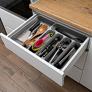 Pumtus 2 Pack Expandable Cutlery Drawer Organizer, Adjustable Kitchen Utensil Tray Set, 6 Compartment Flatware Storage Divider, Kitchen Organization for Utensils, Cutlery, Flatware Storage