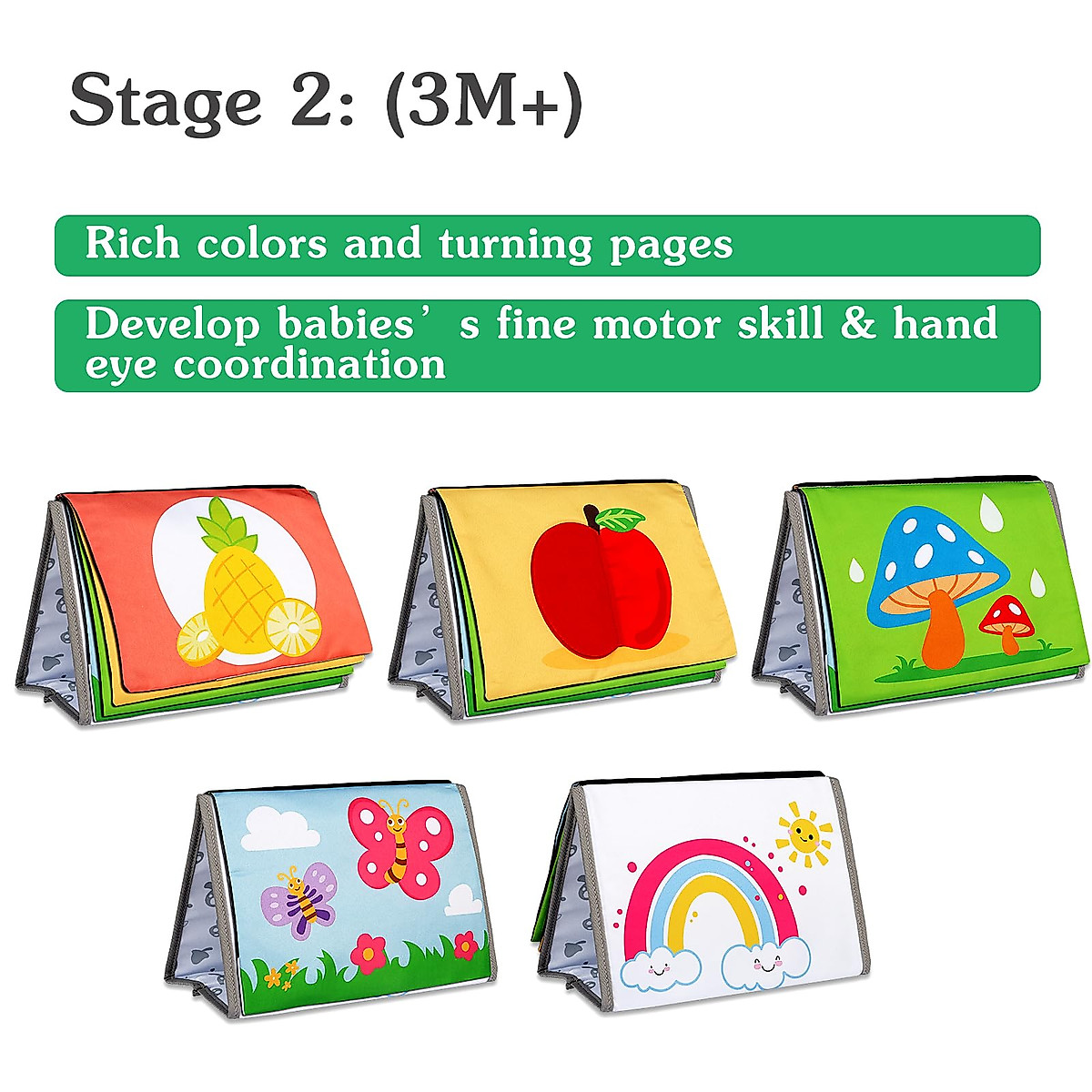Aboosam Tummy Time Mirror Baby Toys 0-6 Months - Infant Toys Black and White High Contrast Baby Crinkle Toys 0-3 Months with Teether - Montessori Newborn Brain Development Sensory Toys for Babies