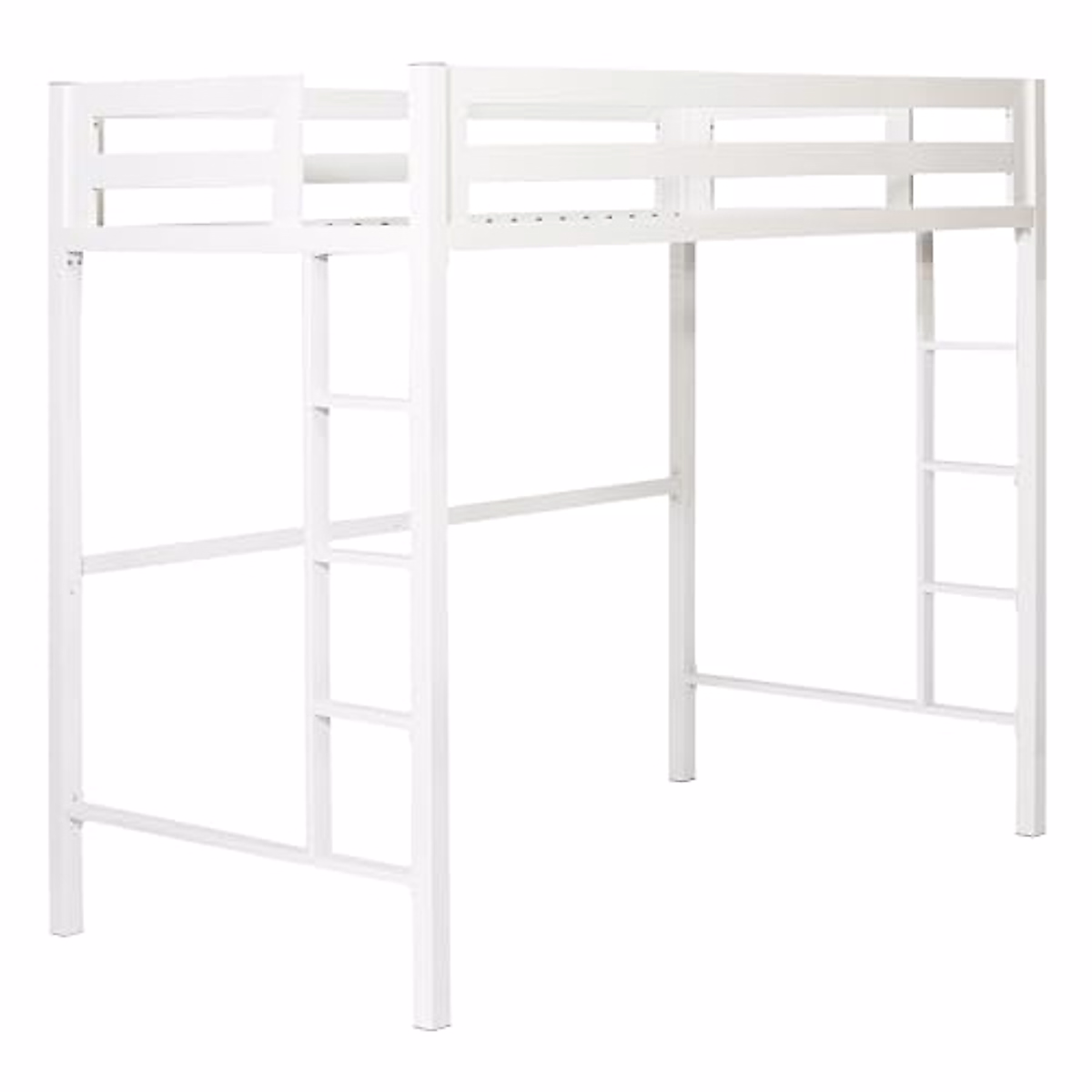 Walker Edison Brighton Classic Metal Twin over Loft Bunk Bed, Twin Size, White