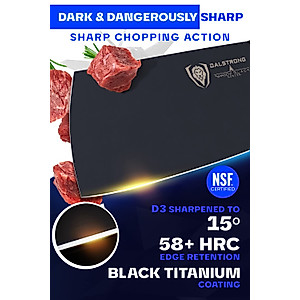 Dalstrong Meat Cleaver Knife - 7 inch - Shadow Black Series - Black Titanium Nitride Coated - High Carbon - 7CR17MOV-X Vacuum Treated Steel - Razor Sharp Kitchen Knife - Sheath - NSF Certified