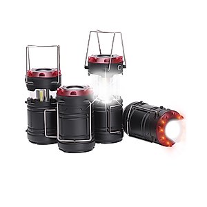 Lichamp Collapsible LED Camping Lantern, Portable Lightweight Waterproof LED Flashlight, 4 Light Modes, Survival Kits for Indoor Outdoor Home Emergency Power Outages Hiking Hurricane and More, 4 Pack