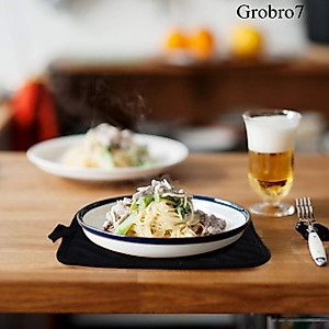 GROBRO7 5Pack Cotton Pocket Pot Holder Set Kitchen Heat Resistant Potholder Machine Washable Potholders Bulk Oven Mitts Black Plain Hot Pads Trivet for Baking Cooking with Pocket 7x9