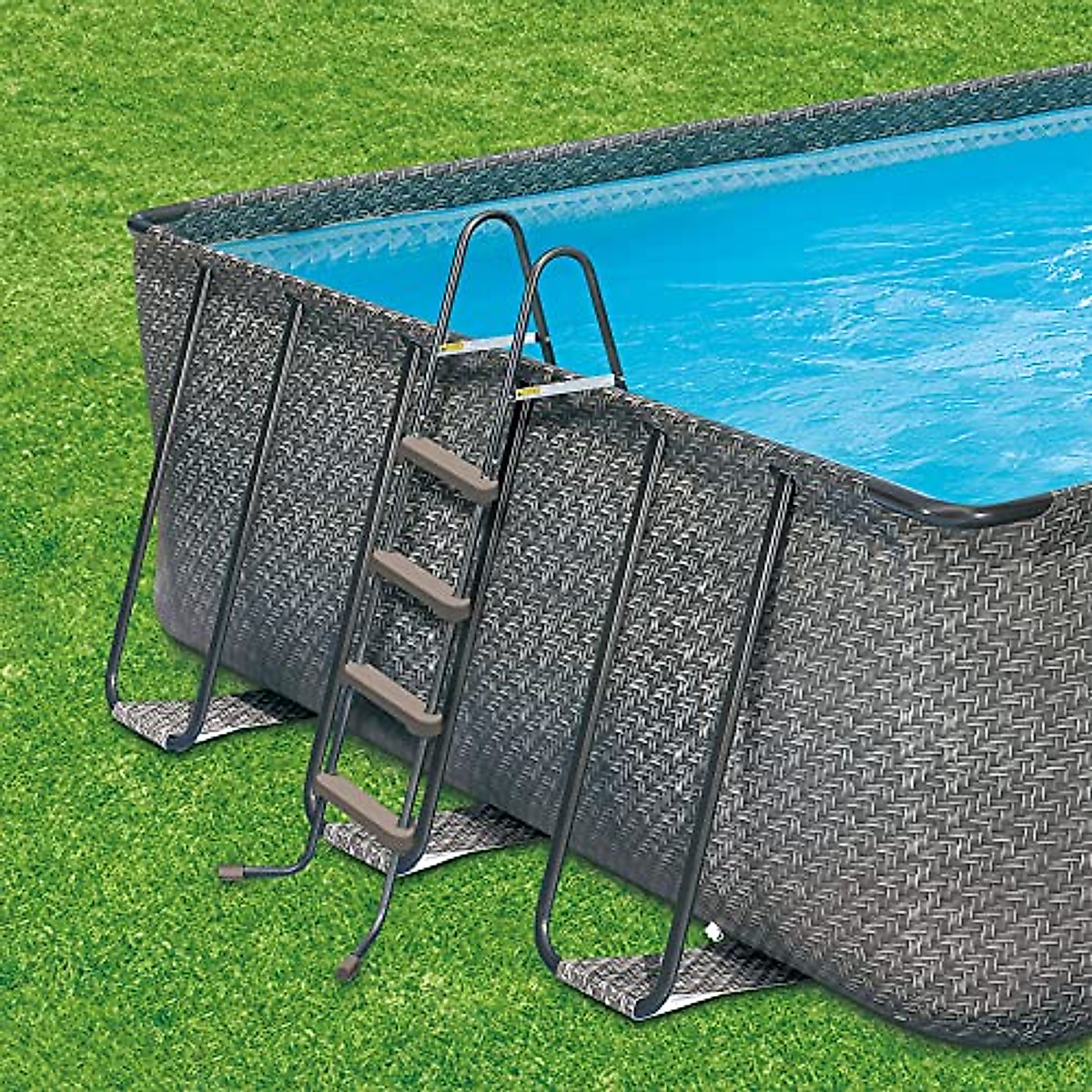 Summer Waves P42412521 Elite 24 Foot x 12 Foot x 52 Inch Outdoor Frame Above Ground Swimming Pool Set w/Filter Pump, Cover, Ladder, & Ground Cloth