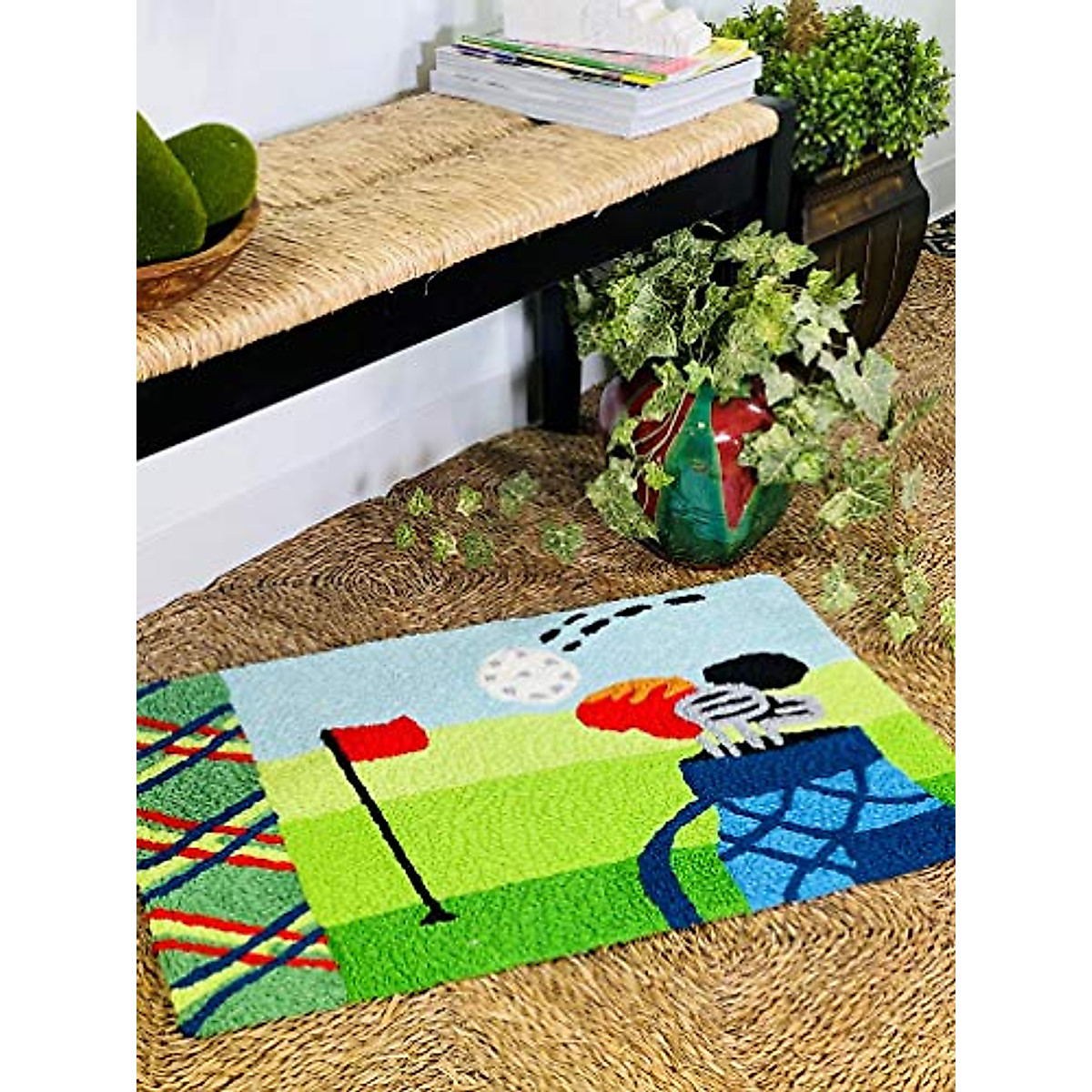 Jellybean Modern Indoor / Outdoor Mat Home Comfort Rugs 20" X 30" Rectangle Hole in One