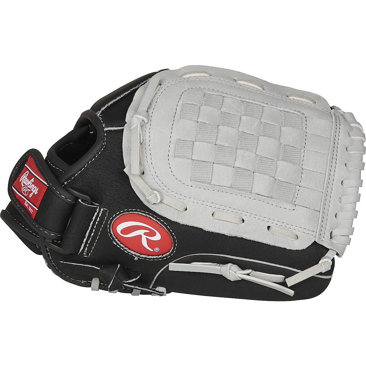 Rawlings | SURE CATCH T-Ball & Youth Baseball Glove | Right Hand Throw | 11.5" | Black/Grey