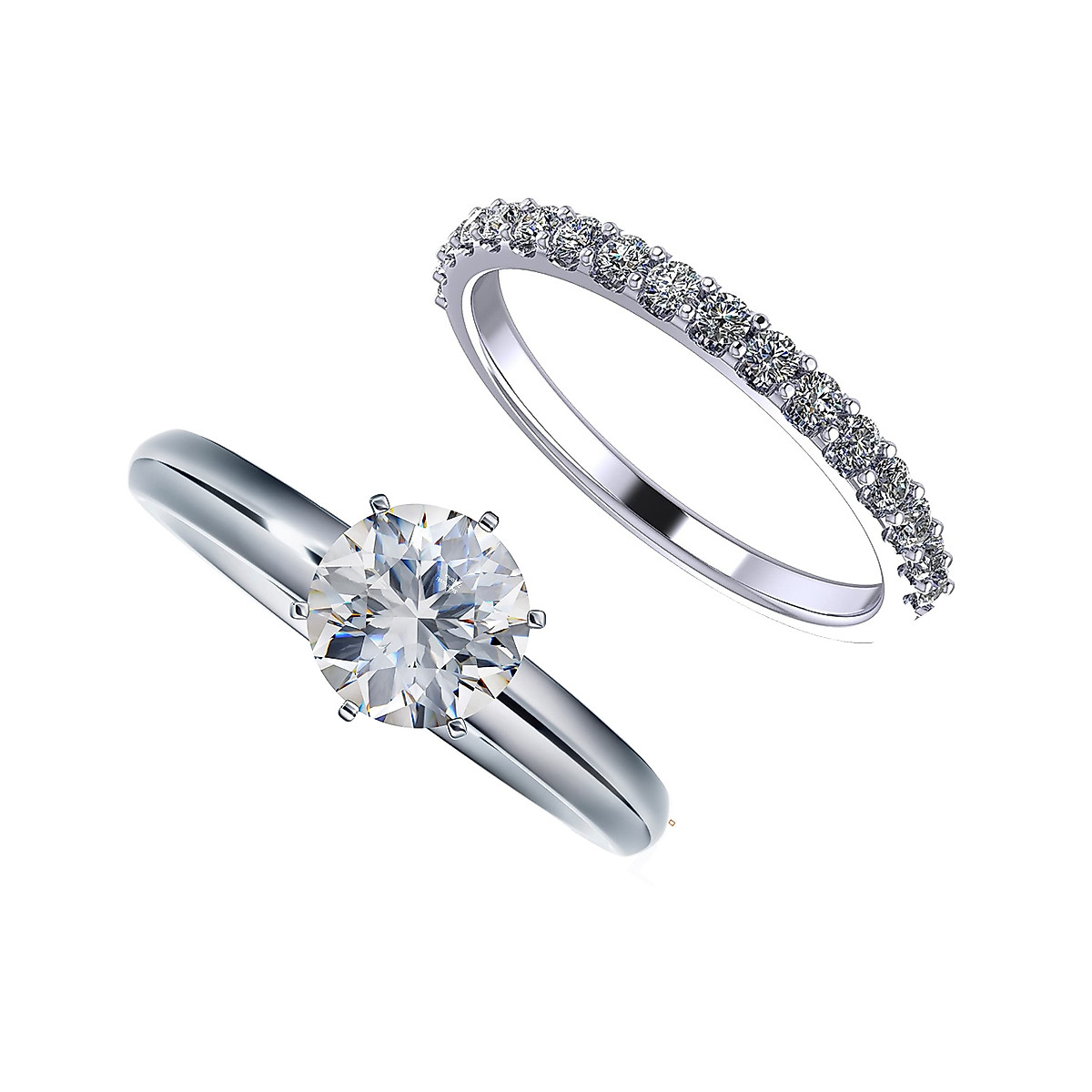 NANA Jewels 2.00ct Matrix Simulated Diamond Solitaire Engagement Ring Wedding Set w/Pure Brilliance Zirconia Size 7