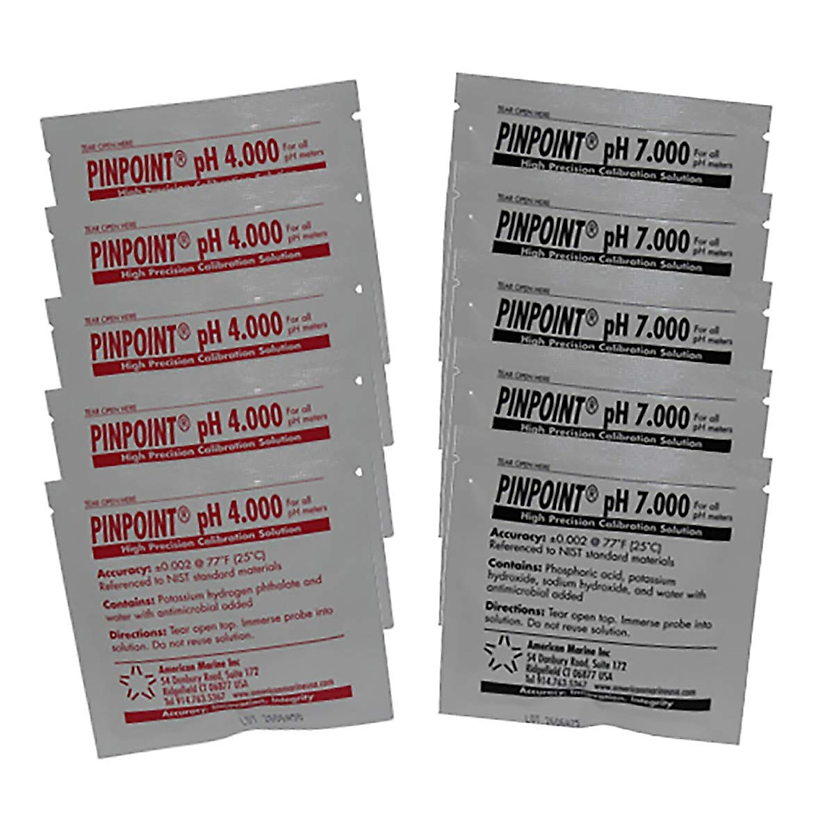 Pinpoint® High-Precision pH Calibration Fluids Kit (pH Buffer Solution), 10 Piece Set - 4.000, 7.000
