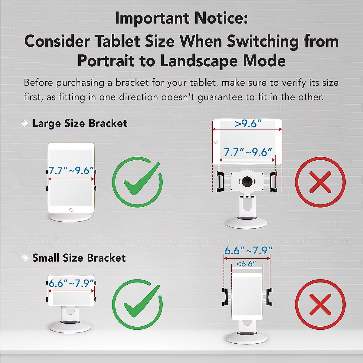 EHO iPad Stand, 360° Rotating Commercial Tablet Stand, Retail Kiosk, 6"-13" (Screens) Adapter Universal Tablet Clamp Holder for iPad, iPad Air, iPad Mini, Microsoft Surface, Most Tablets - Black