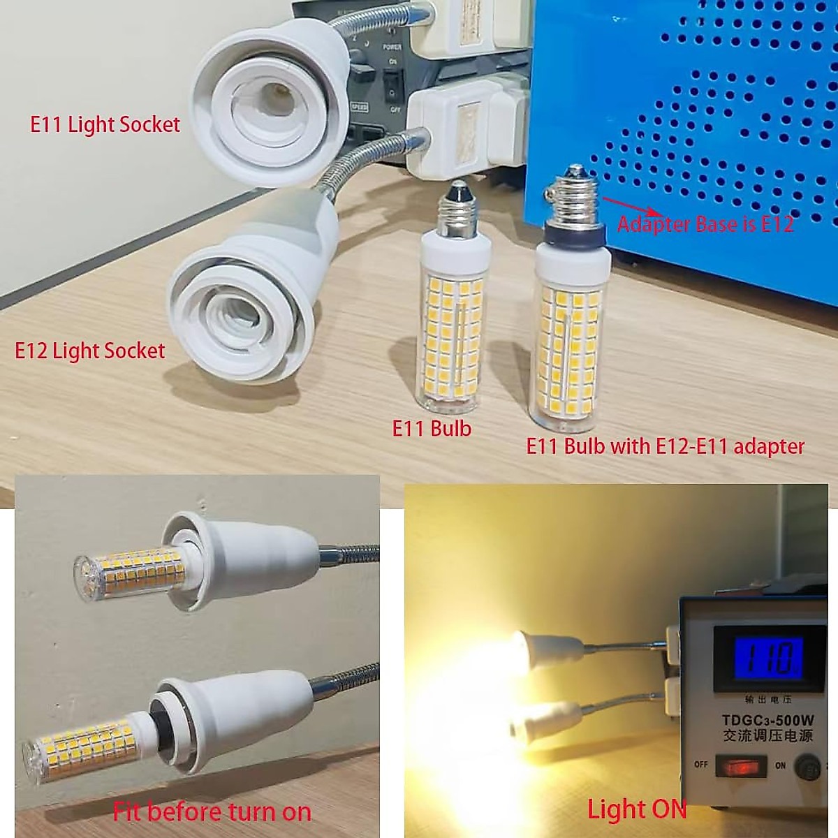 E-Simpo 6pcs E12 to E11 Adapter Mini Candelabra Base E12 to E11 Lamp Socket Adapter, Lamp Holder Bulb Base Adapter E12 Male to E11 Female Lamp Base Converter(6pcs E12 to E11 Adapter)