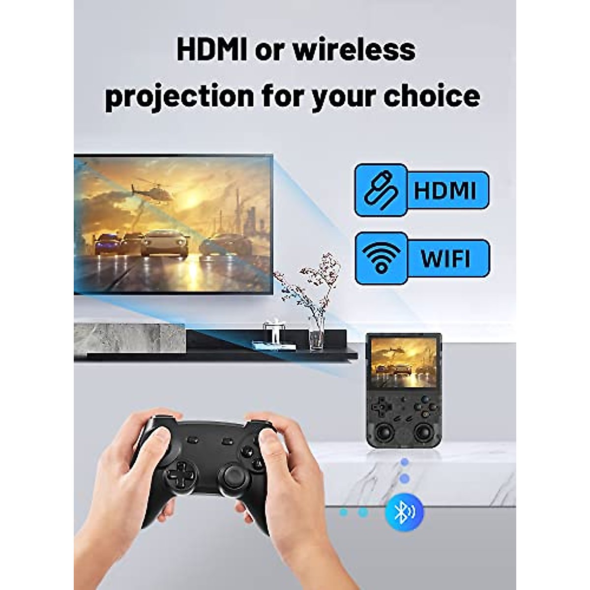 RG353VS Retro Linux System Video Handheld Game Console 3.5" IPS Screen RK3566 64bit Game Player 64G TF Card Built-in 4450 Classic Games Bluetooth 4.2 and 5G WiFi