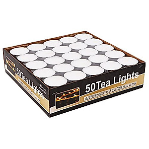 50 Pack Unscented Tea Light Candles 8 Hours Extended Burn Time Smokeless Dripless Paraffin Wax Tealight Candles in Bulk Small Votive Candle for Shabbat, Home Decorative