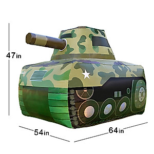 Dazmers Inflatable Army Tank - Inflatable Military Battle Tank for Party War for Kids, Birthday, Toy Parties, Laser Tag, Paintball, Gel Blaster Gun, Water and Airsoft