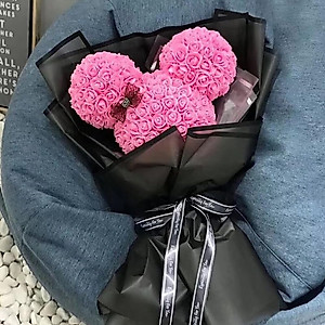 20 Pcs Black border Flower Wrapping Paper,Waterproof Valentine's Day Bouquet Wrapping Paper 23x23Inch Used for DIY Crafts, Gift Packaging, Flower Shop Bouquet Packaging (Black)