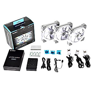 Lian-Li UNI FAN SL120 Revolutionized Daisy-Chain 120mm ARGB Fan, White, 3-Pack