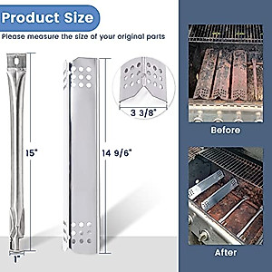 Criditpid Grill Replacement Parts for Nexgrill 720-0737, Grill Master 720-0737, Stainless Steel Burner Pipe Tubes & Heat Plate Tent Shields Replacement kit for Tera Gear 780-0390.
