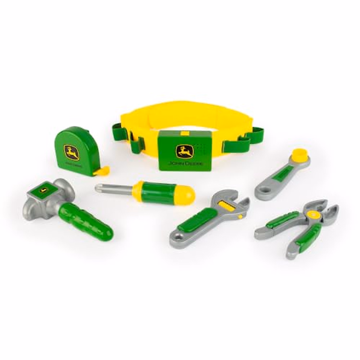 John Deere Deluxe Talking Toolbelt - 7-Piece Kids Tool Set - Interactive Construction Toys - Interactive Toddler Tools Playset - Green - 7 Count - Preschool Toys Ages 2 Years and Up