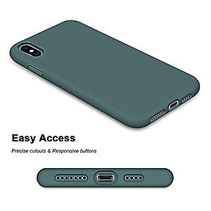 iPhone Xs Max Case, Anuck Soft Silicone Gel Rubber Bumper Case Anti-Scratch Microfiber Lining Hard Shell Shockproof Full-Body Protective Case Cover for Apple iPhone Xs Max 6.5" 2018 - Pine Green