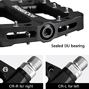 Rock BROS Lightweight Mountain Bike Pedals Nylon Fiber Bicycle Platform Pedals for BMX MTB 9/16" Black