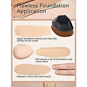 Flat Top Foundation Brush, TEOYALL Flawless Kabuki Brush Face Makeup Brush for Blending Liquid, Cream, Cosmetics with Storage Box (Black)