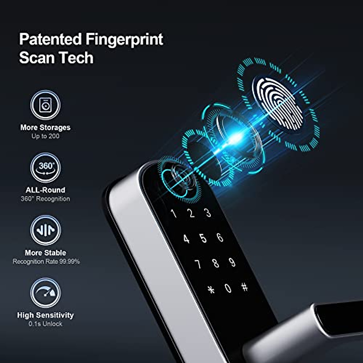 Dermum Smart Lock, Keyless Entry Door Lock, Smart Door Lock, Smart Lock for Front Door, Door Lock with Keypad, Fingerprint Door Lock, Biometric Door Lock, Digital Door Lock with Handle