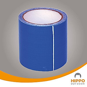 HIPPO OUTDOOR Tarpaulin Repair Tape - Heavy Duty Repairs Duck Tape, Blue Duct Tape, uv Protected and Waterproof, Protect Against Chafe wear and Tear 16 ft Tape roll (1250)