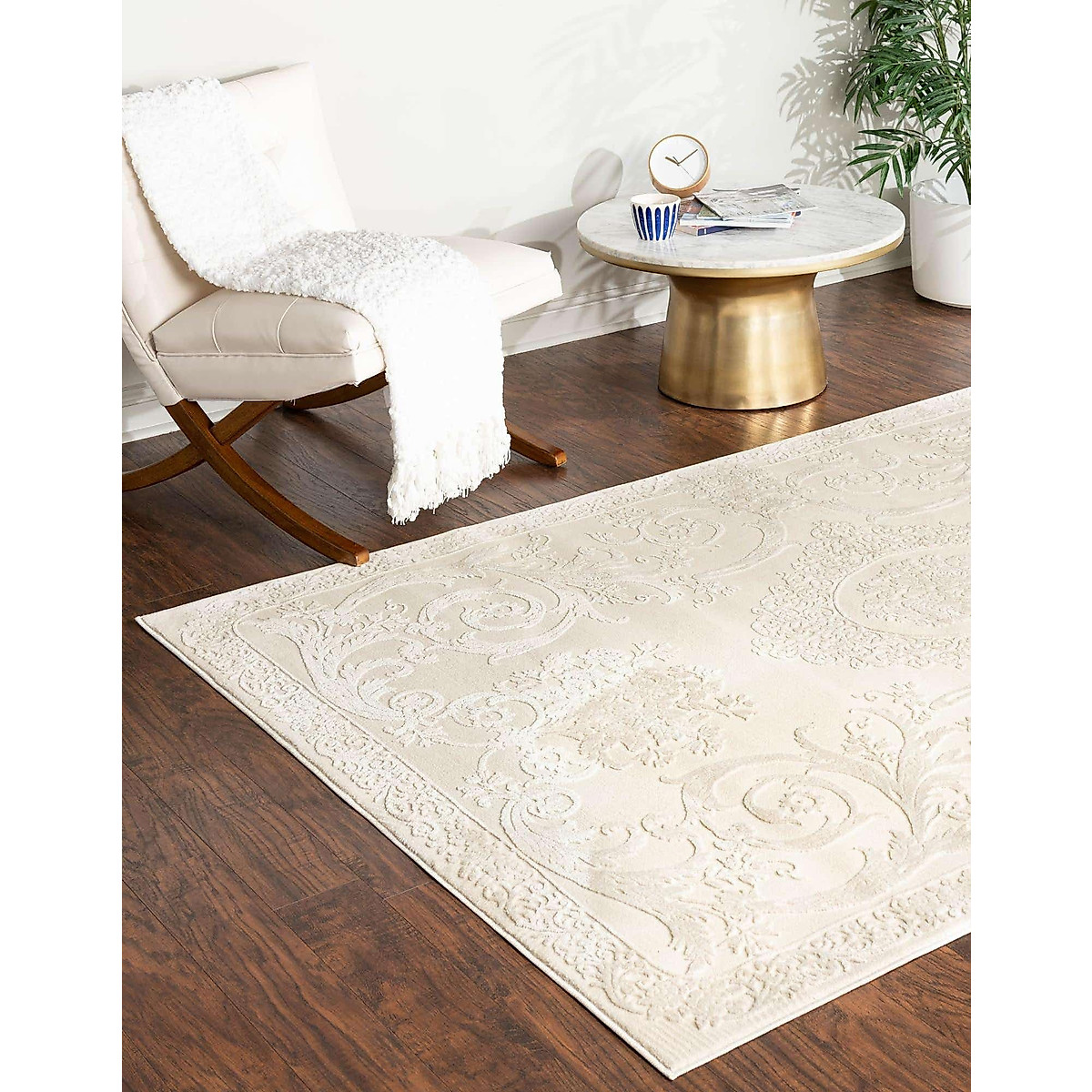Unique Loom Finsbury Collection Area Rug - Diana (7' x 10' Rectangle, Ivory/ Beige)