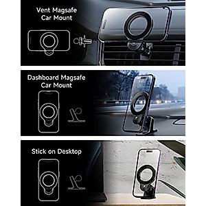 Compatible with Magsafe Car Mount, Magnetic Phone Holder for Car [Strongest Magnets],2 in 1 Super Stable Dashboard & Air Vent Car Phone Mount Fit for iPhone 14/14 Pro/14 Max/13/13 Pro All Phones