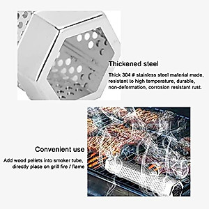 Pellet Smoker Tube, 12.2'' Stainless Steel Bbq Pellet Tube Cold Hot Smoking Portable Smoke Generator for Any Grill Smoker Not Roll on Grill