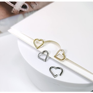 MeiziQL 16G G23 Titanium Daith Piercing Jewelry CZ Heart Daith Cartilage Earrings Tragus Helix Piercing Hoop Hypoallergenic Nose Piercing Jewelry for Women Men (CZ Heart-Goldr-8mm)