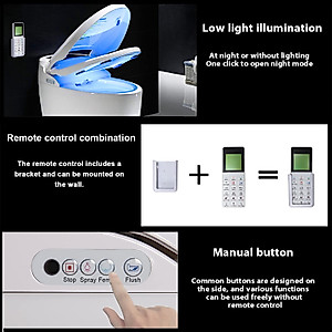Smart Toilet One Piece Toilet with Heated Seat, Modern Smart Bidet Toilet Auto Flush, Auto Open/Close, Warm Water and Dry, Multi Function Remote Control