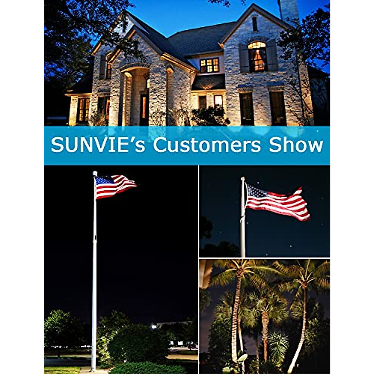 SUNVIE 30W Outdoor LED Spotlight 120V Waterproof Landscape Spotlights 3000LM Ultra Bright Spot Lights Outdoor 3000K Warm White Landscape Lights with 6 FT Cord for Flag Pole Tree Yard Path Garden Decor
