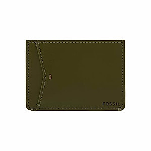 Fossil Men's Joshua Vegan Cactus Slim Minimalist Card Case Front Pocket Wallet, Green Moss, (Model: ML4461376)