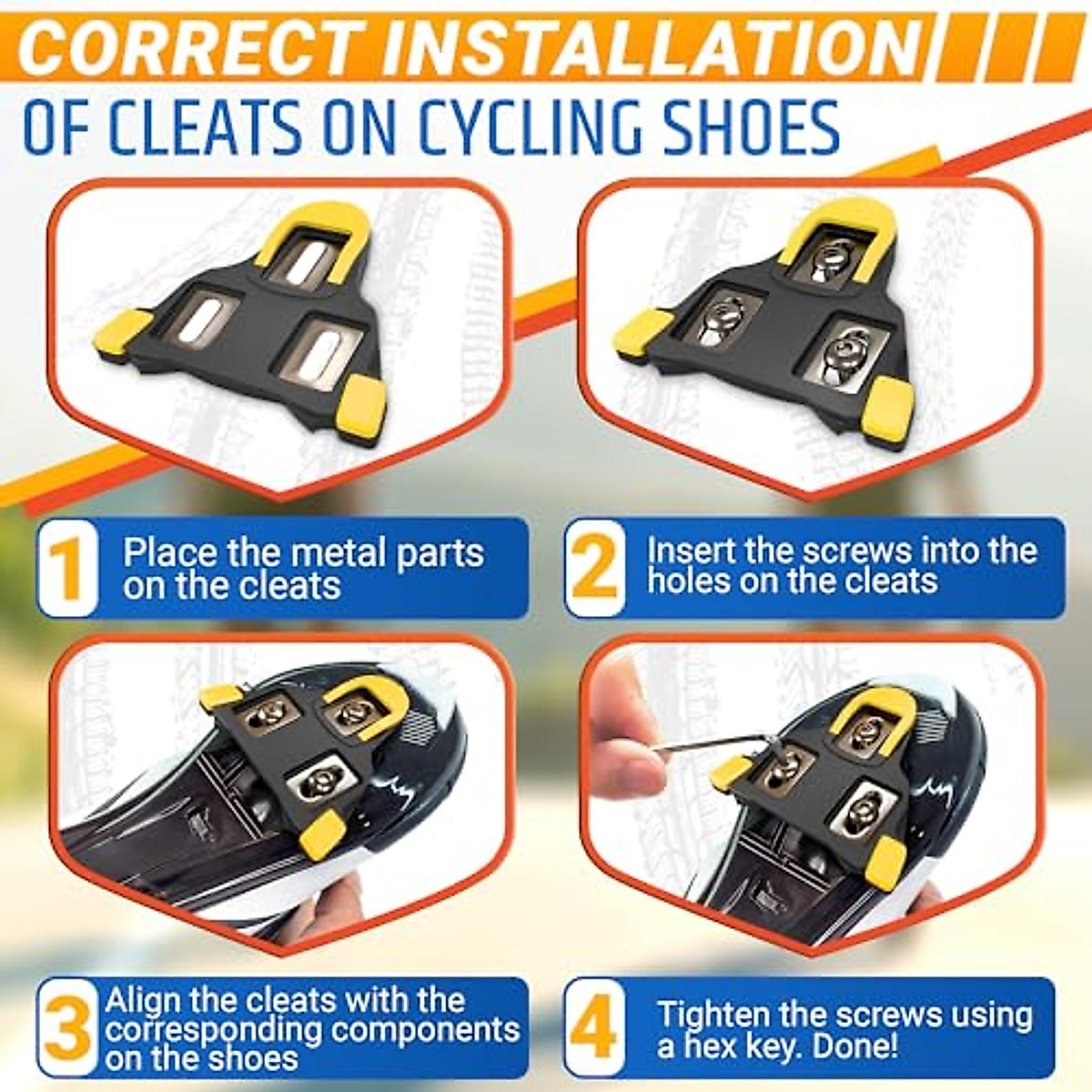 Baidell Bike Cleats, 6 Degree Float Compatible Shimano SPD-SL Cleats, Cycling Pedals Cleat, Road Bicycle Cleat Set, Indoor Clip for Specialized Peloton Shoes Women — SPD SL Cleats Bike Shoes for Men