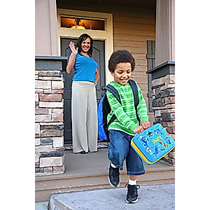 COO&KOO Shark Lunch Bag Lunch Box Set, Include 3D Insulated Cooler Bag & Leakproof Water Bottle Pineapple Ice Pack Multipurpose Spork Spoon Silicone Cups Salad Box, Great for School Girls or Boys