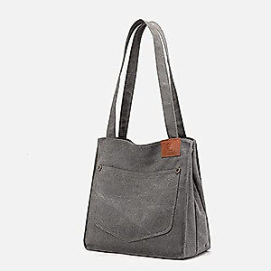 Sunshinejing Women's Canvas Tote Purse Handbag Top Handle Shoulder Work Bags (Brown)