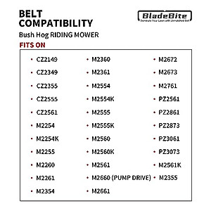 BladeBite Drive Belt 50027563 / Kevlar Cord / 1/2" X 61.2" - Compatible with Bush Hog CZ2149 CZ2349 CZ2355 Lawn Riding Mower