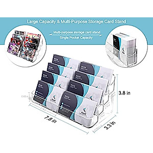 Gowall Business Card Holder, 8 Pocket Acrylic Business Card Holder for Desk Clear Business Card Stand Desktop Business Card Holders Plastic Business Card Display for Exhibition, Home and Office