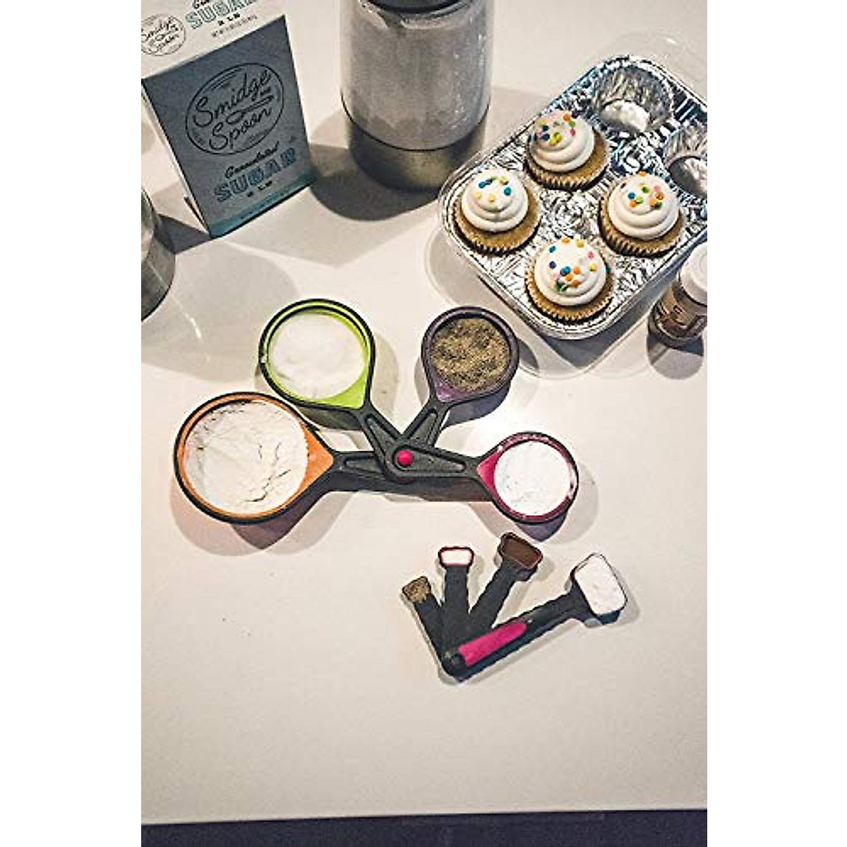 Collapsible Measuring Cups and Measuring Spoons | Portable Food Grade Silicone Measurement Cup Set for Liquid & Dry Food | Baking & Cooking | Kitchen Utensils | Dog Food & Camping & Kids Measuring Cup