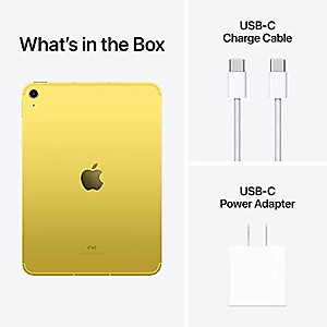 Apple iPad (10th Generation): with A14 Bionic chip, 10.9-inch Liquid Retina Display, 64GB, Wi-Fi 6 + 5G Cellular, 12MP front/12MP Back Camera, Touch ID, All-Day Battery Life – Yellow