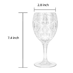 mcyiqihai 14-ounce Diamond Acrylic Wine Glasses-Plastic Stem Wine Glasses,All Purpose,set of 6Clear,BPA Free